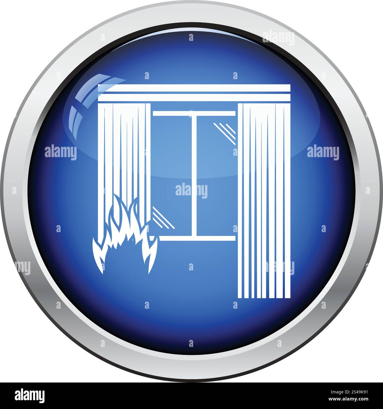 Home fire icon. Glossy button design. Vector illustration Stock Vector ...