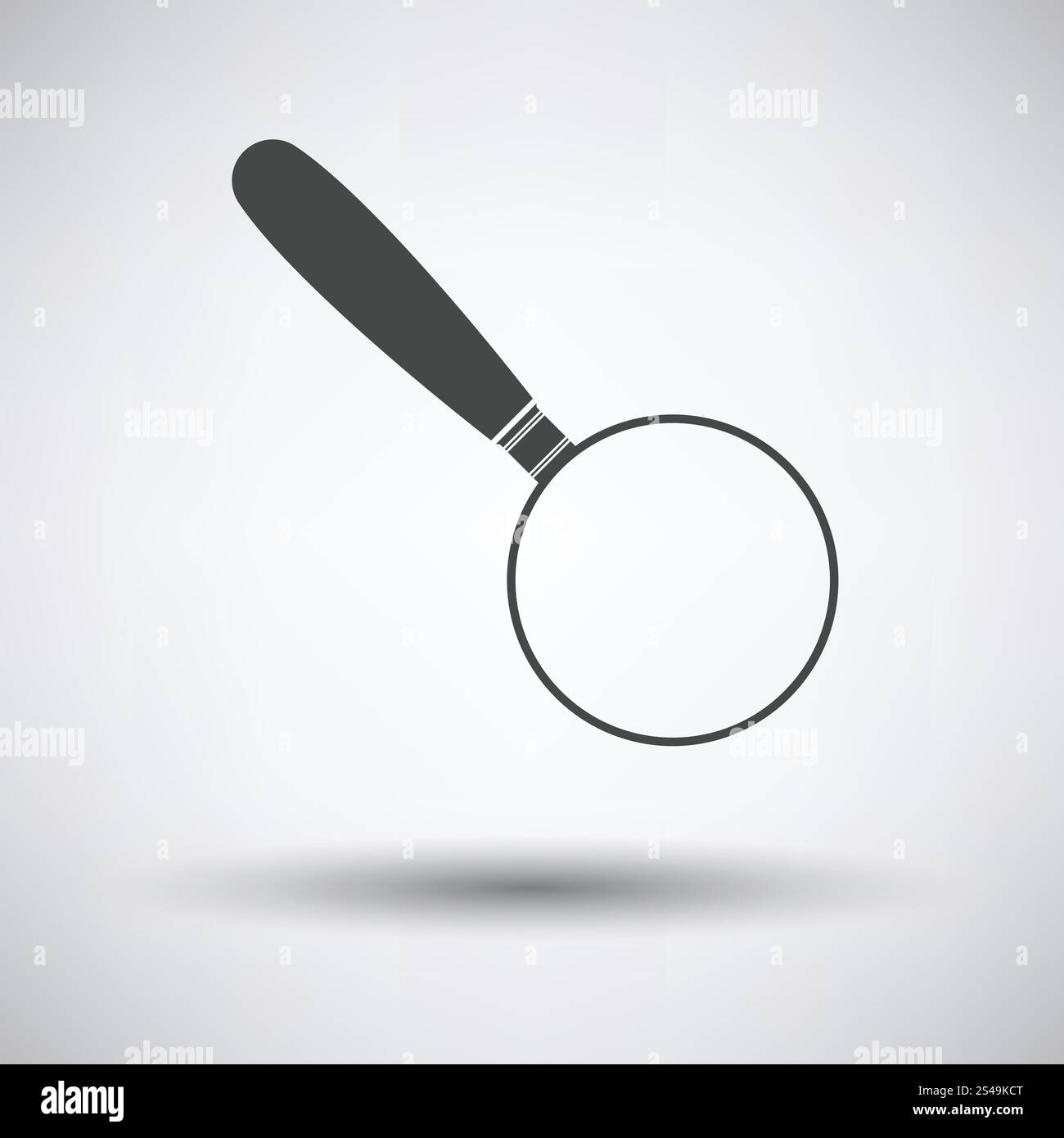 Magnifying glass icon on gray background with round shadow. Vector ...