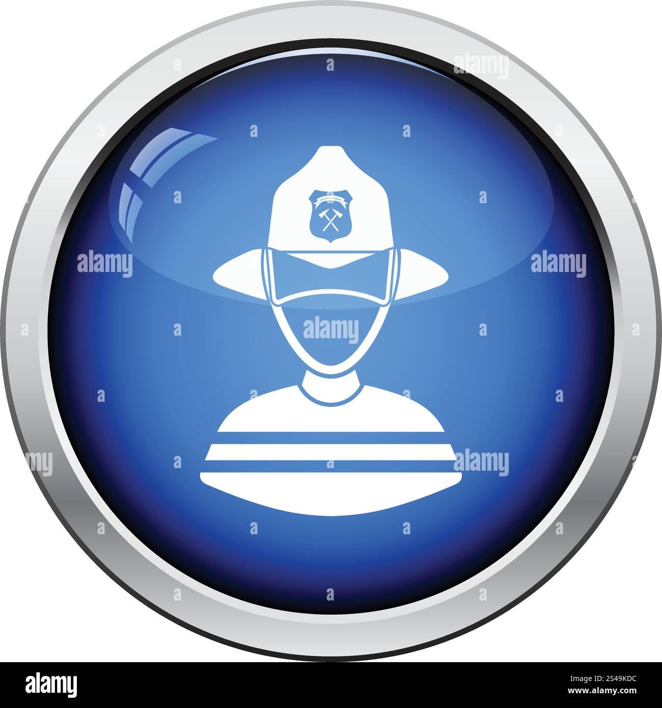 Fireman icon. Glossy button design. Vector illustration Stock Vector ...