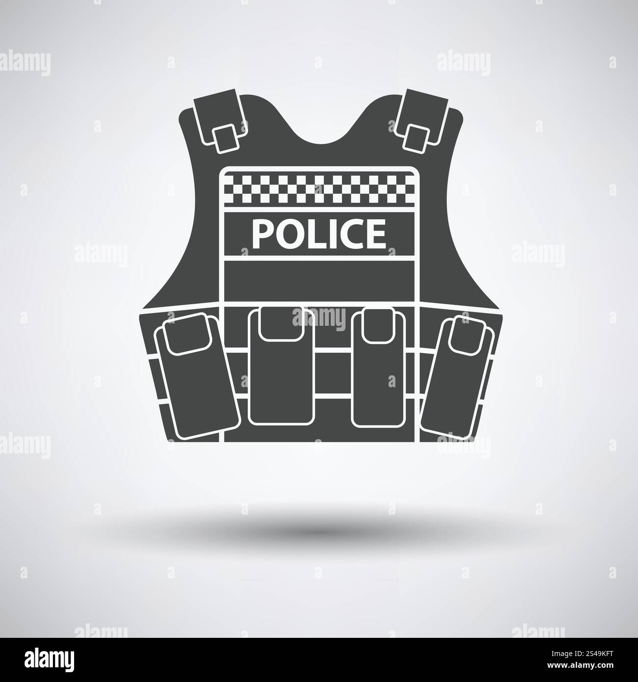 Police vest icon on gray background with round shadow. Vector ...