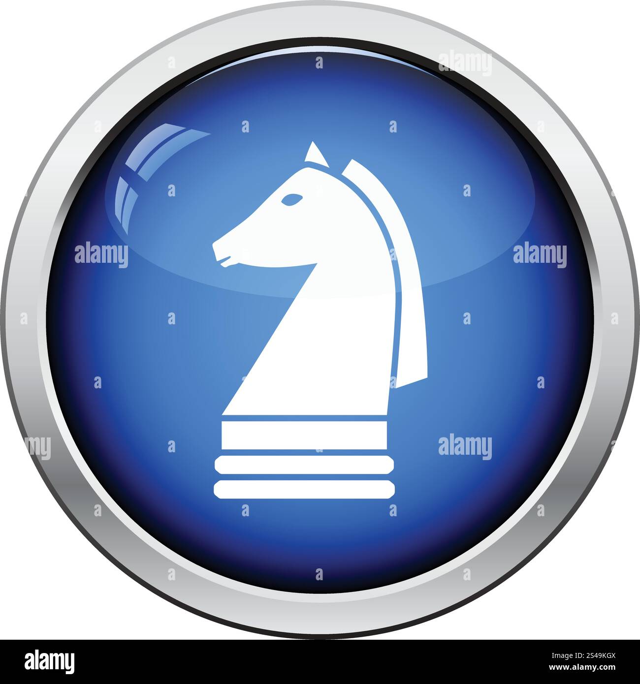 Chess horse icon. Glossy button design. Vector illustration Stock ...