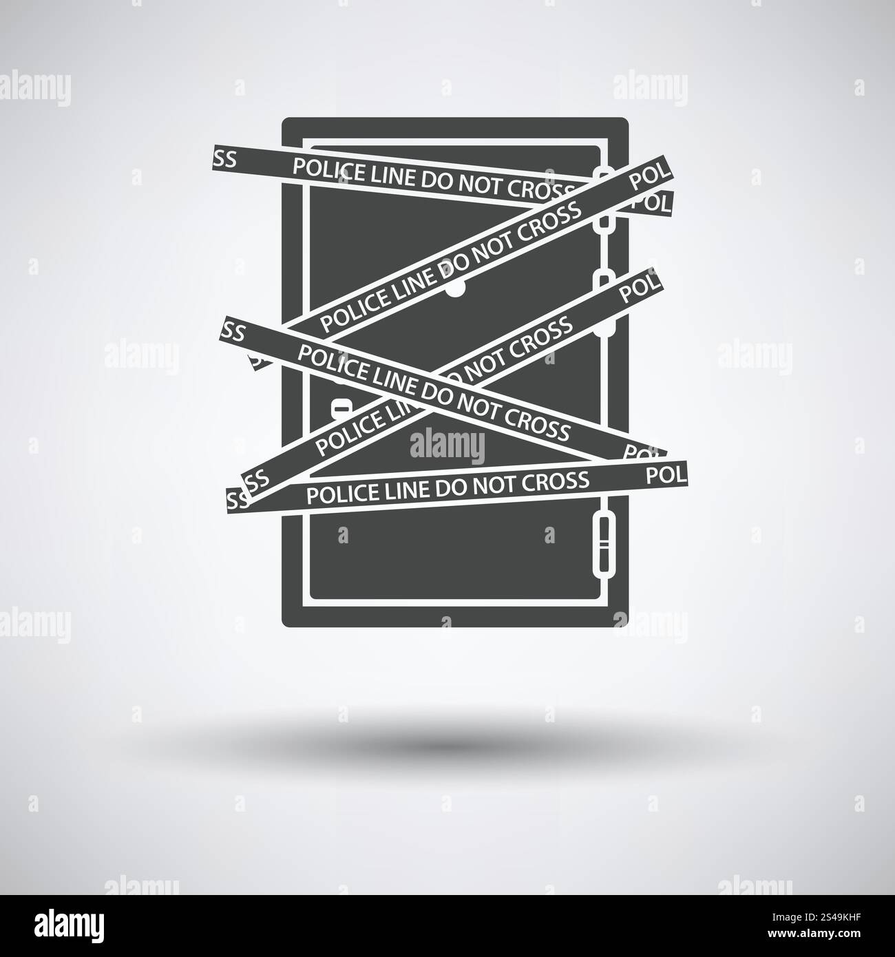 Crime scene door icon on gray background with round shadow. Vector illustration Stock Vector ...