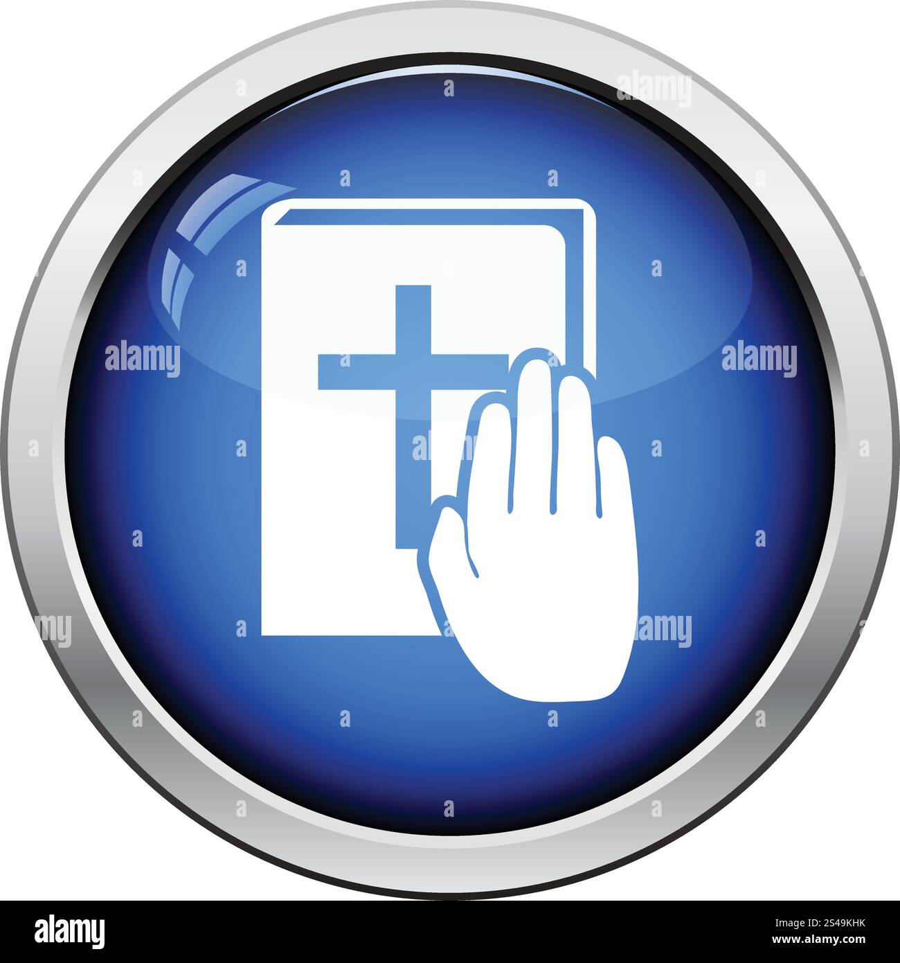 Hand on Bible icon. Glossy button design. Vector illustration Stock ...