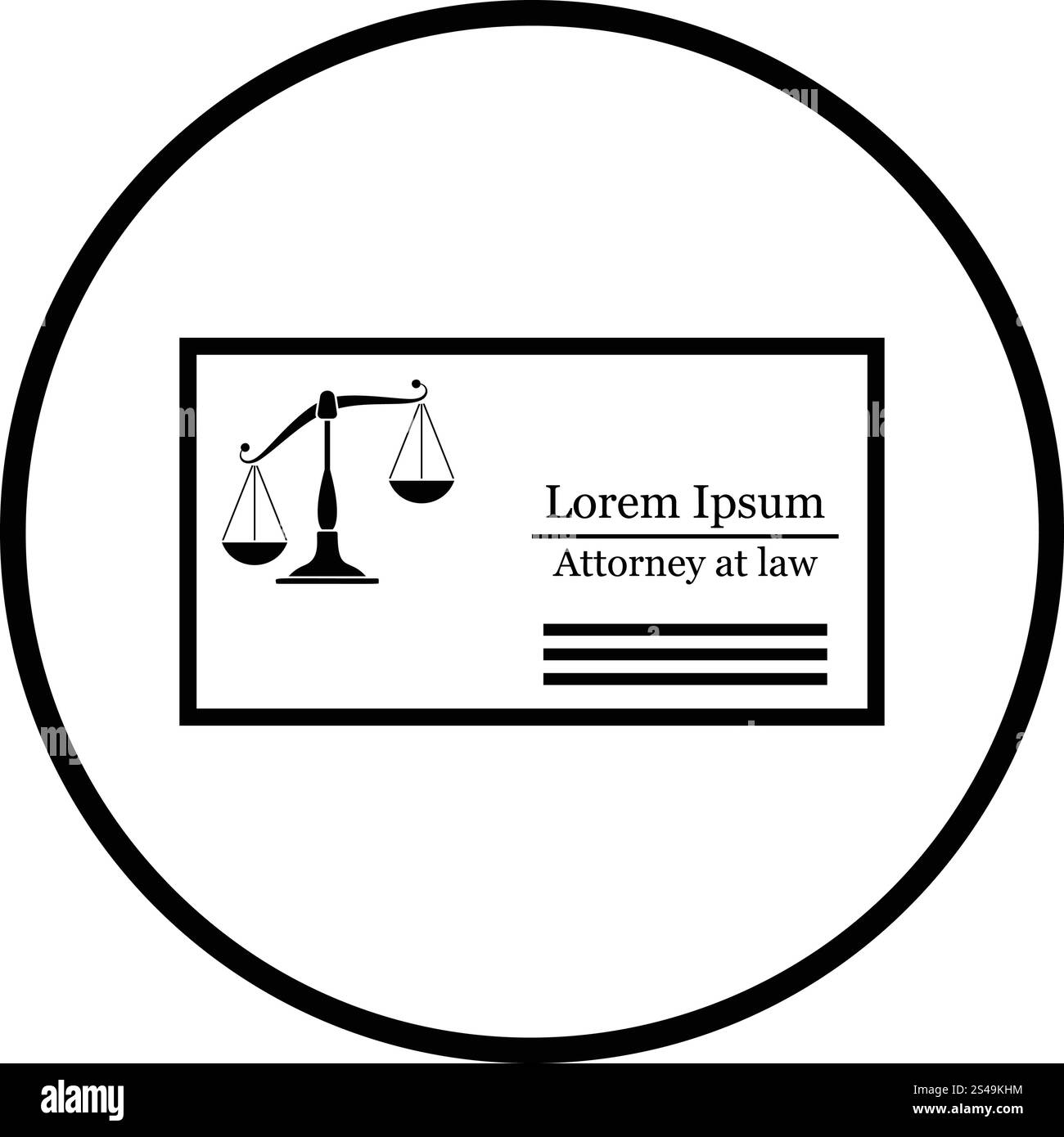 Lawyer business card icon. Thin circle design. Vector illustration ...