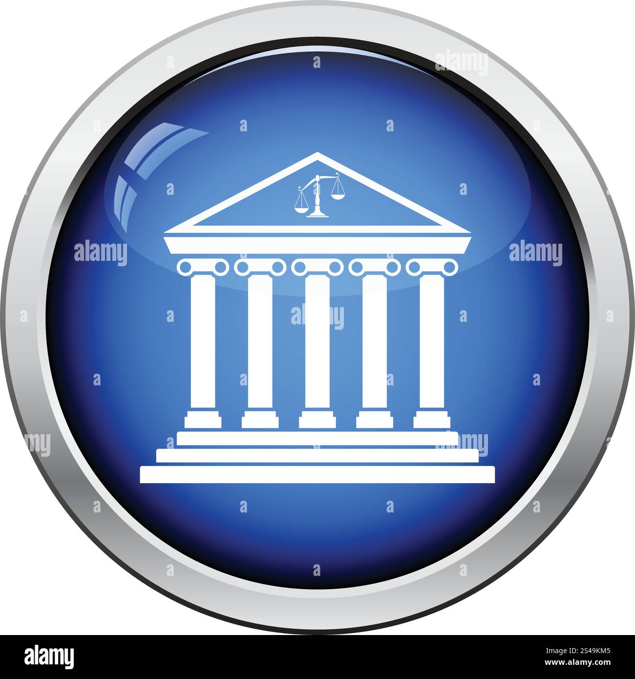 Courthouse icon. Glossy button design. Vector illustration Stock Vector ...