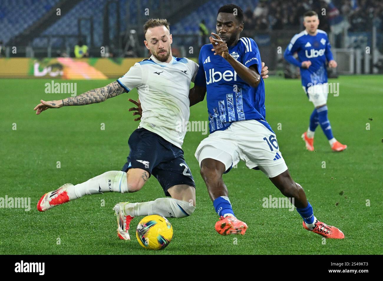 Rome, Lazio. 10th Jan, 2025. Manuel Lazzari of SS Lazio, Alieu Fadera of Como during the Serie A ...