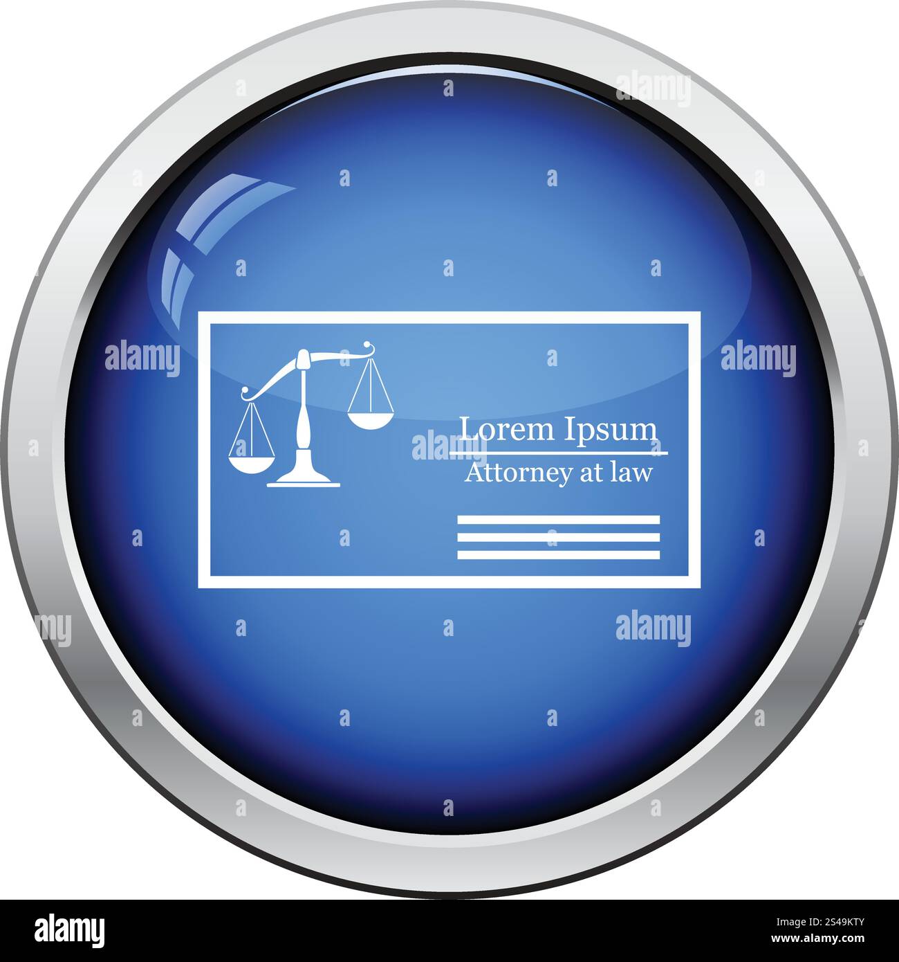 Lawyer business card icon. Glossy button design. Vector illustration ...