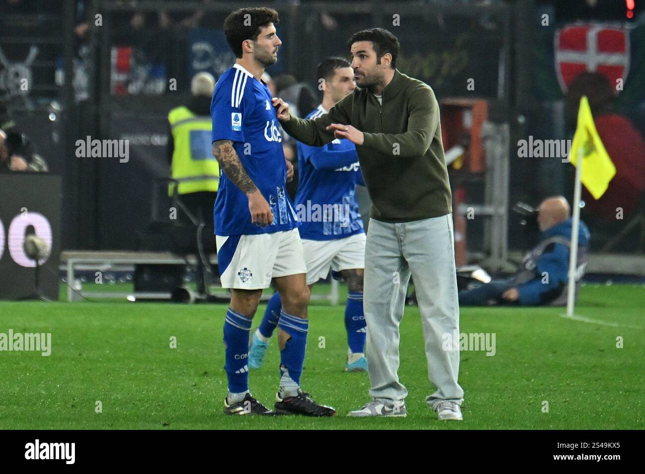Rome, Lazio. 10th Jan, 2025. Patrick Cutrone of Como, Como head coach Cesc Fabregas reacts ...