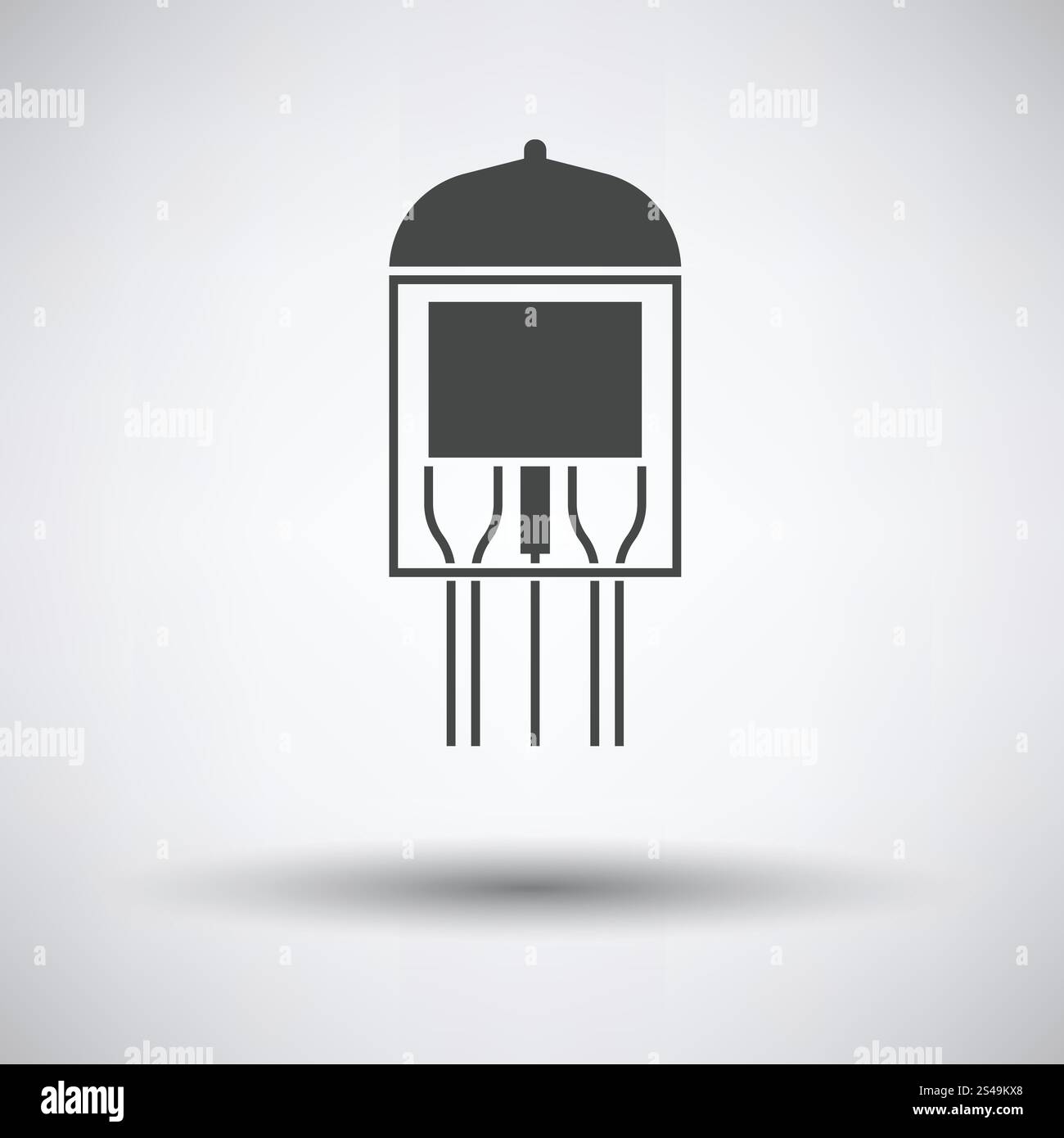 Electronic vacuum tube icon on gray background with round shadow ...