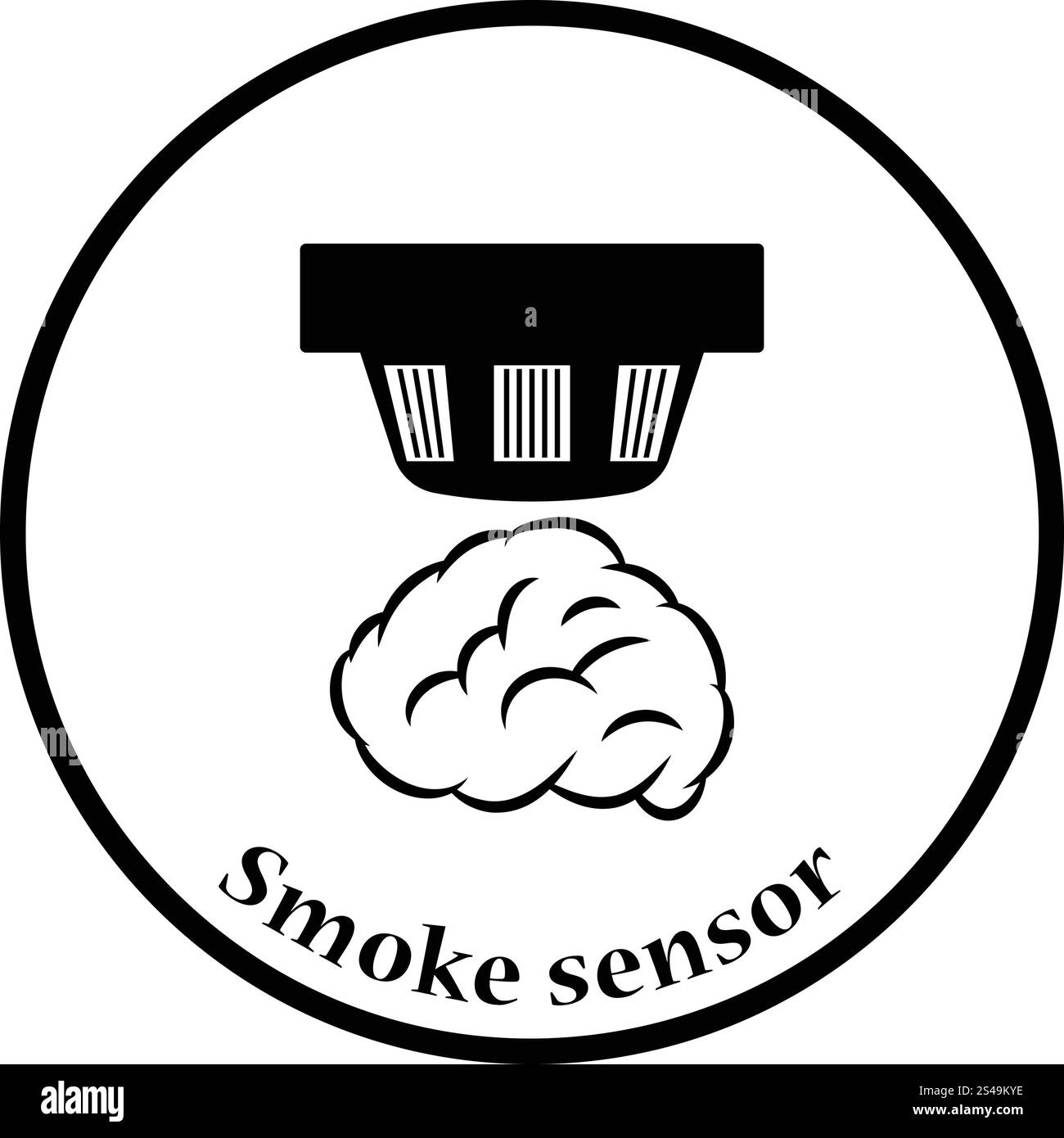Smoke sensor icon. Thin circle design. Vector illustration Stock Vector ...