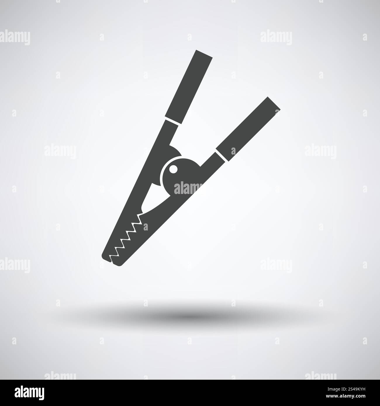 Crocodile clip icon on gray background with round shadow. Vector ...