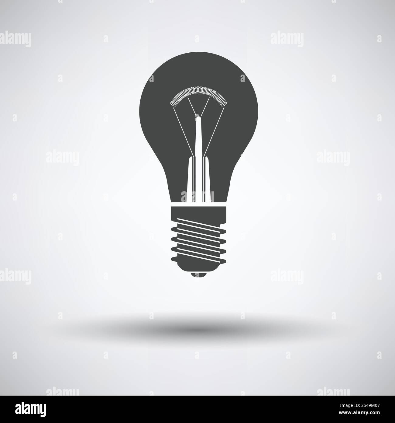 Electric bulb icon on gray background with round shadow. Vector ...