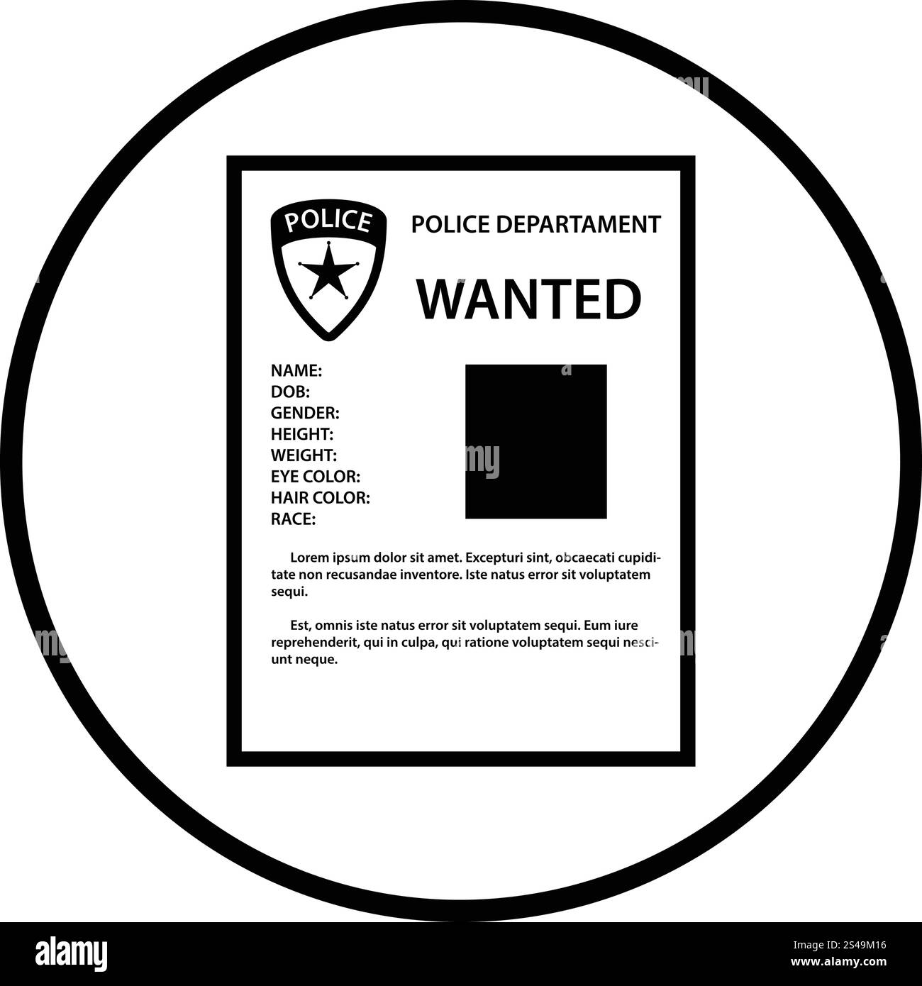 Wanted poster icon. Thin circle design. Vector illustration Stock ...