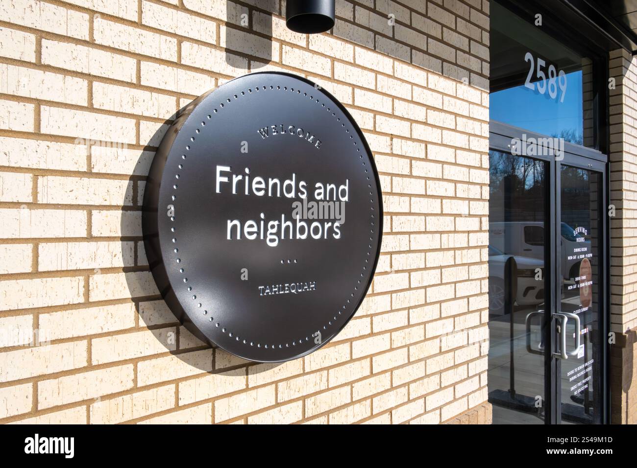 Entrance signage welcoming friends and neighbors to the new Chick-fil-A ...