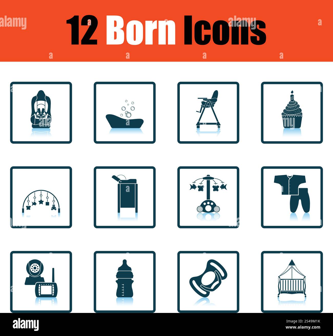 Set of born icons. Shadow reflection design. Vector illustration Stock ...
