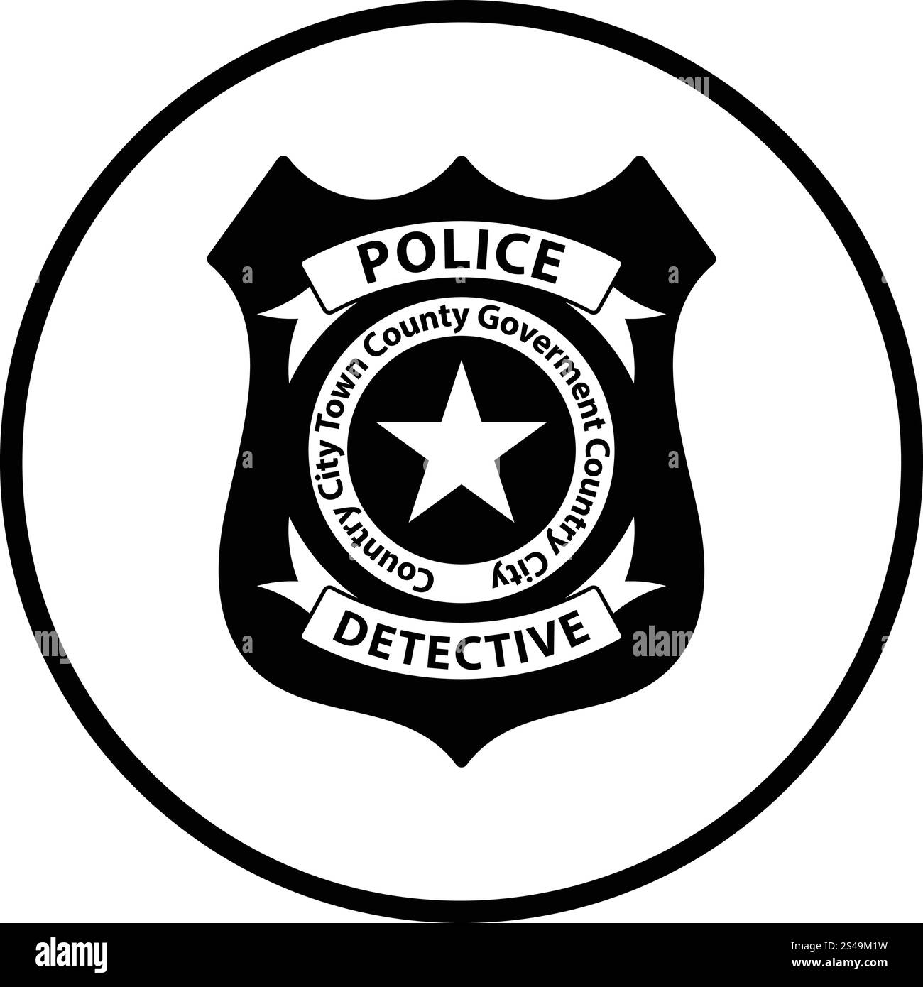 Police badge icon. Thin circle design. Vector illustration Stock Vector ...