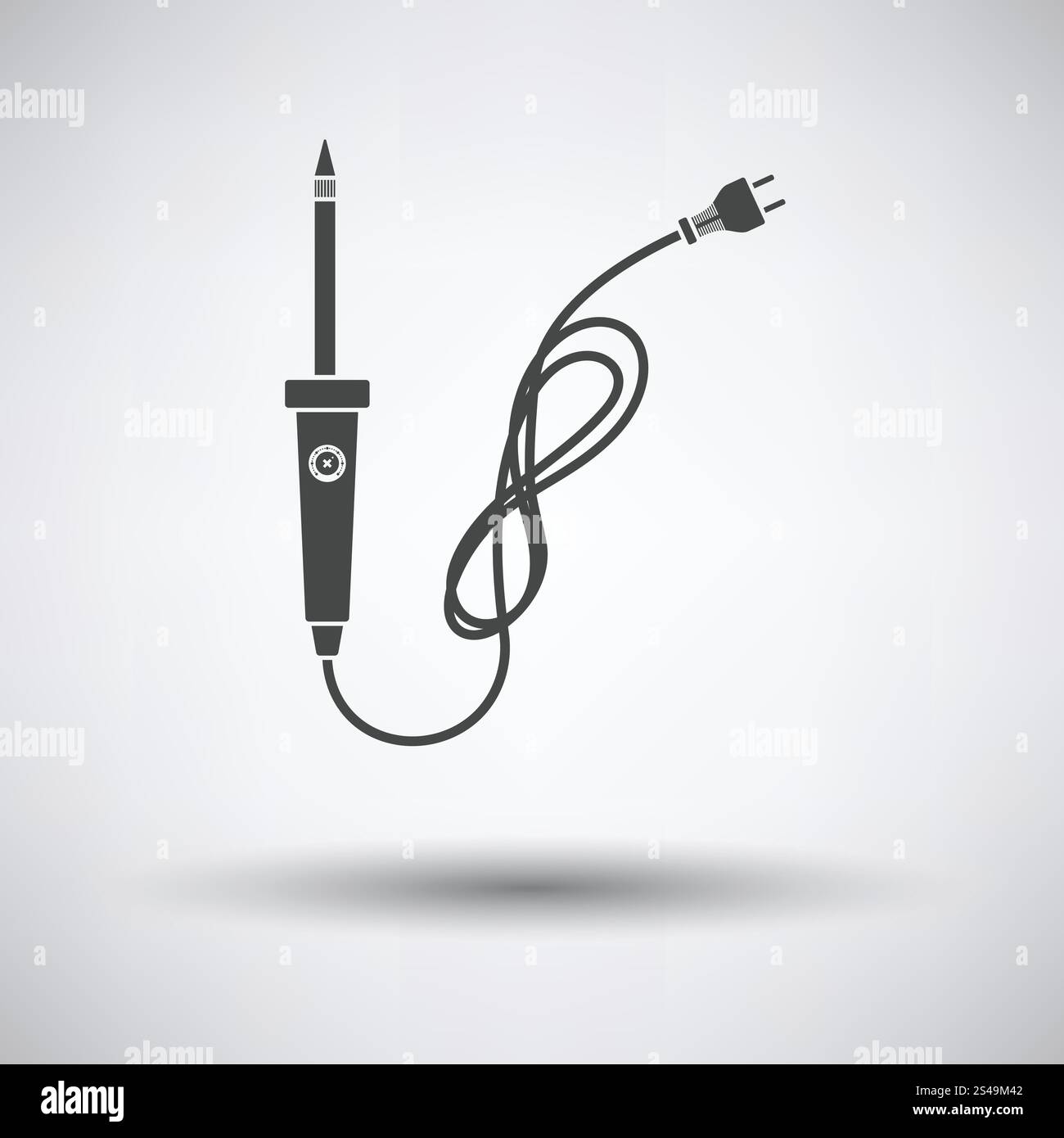 Soldering iron icon on gray background with round shadow. Vector ...