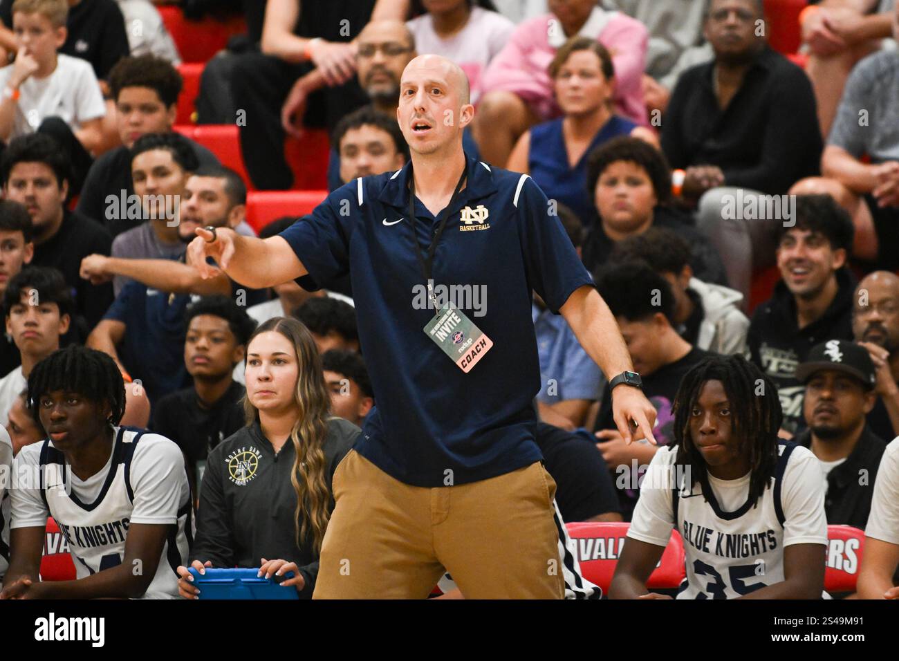 Norte Dame head coach Matt Sargeant during a high school basketball ...