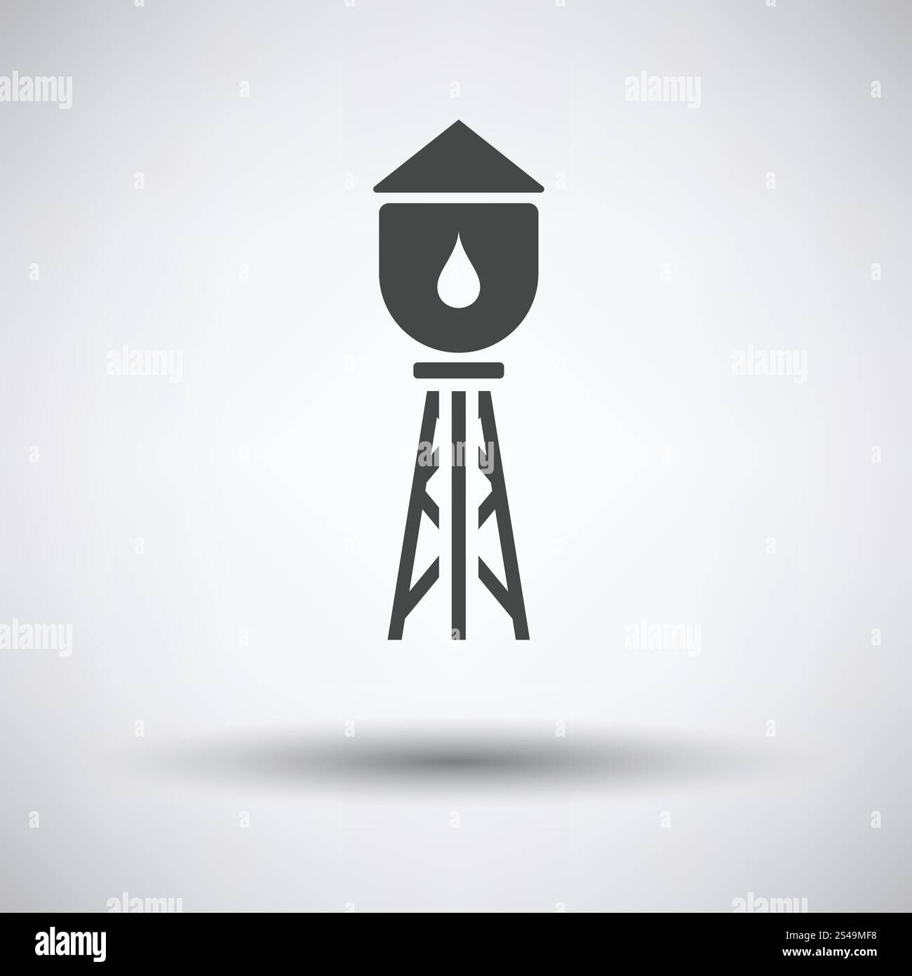 Water tower icon on gray background with round shadow. Vector ...