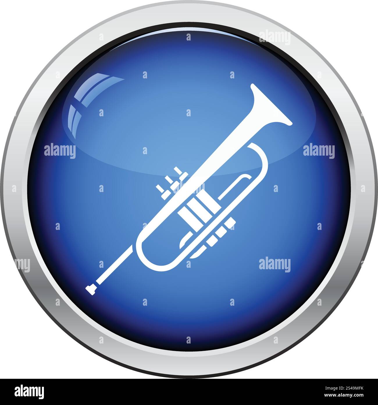 Horn icon. Glossy button design. Vector illustration Stock Vector Image ...