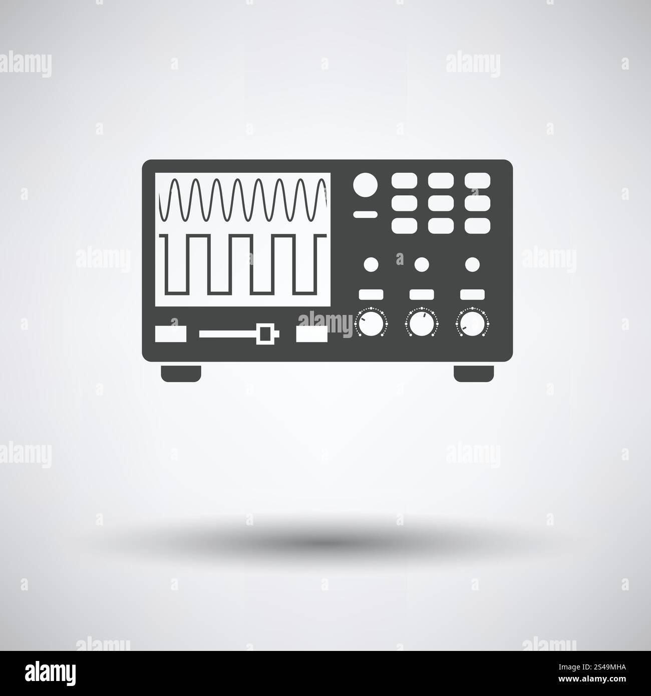 Oscilloscope icon on gray background with round shadow. Vector ...