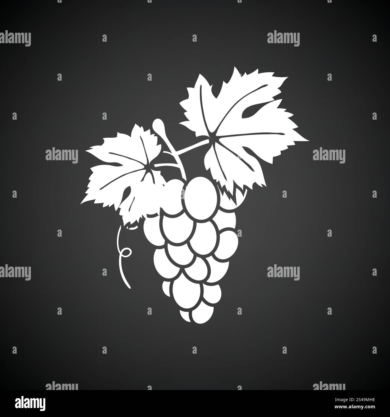 Grape icon. Black background with white. Vector illustration Stock ...