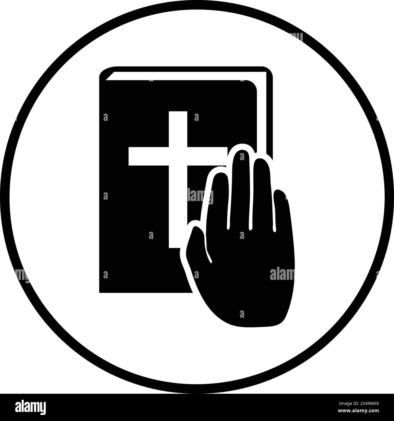 Hand on Bible icon. Thin circle design. Vector illustration Stock ...