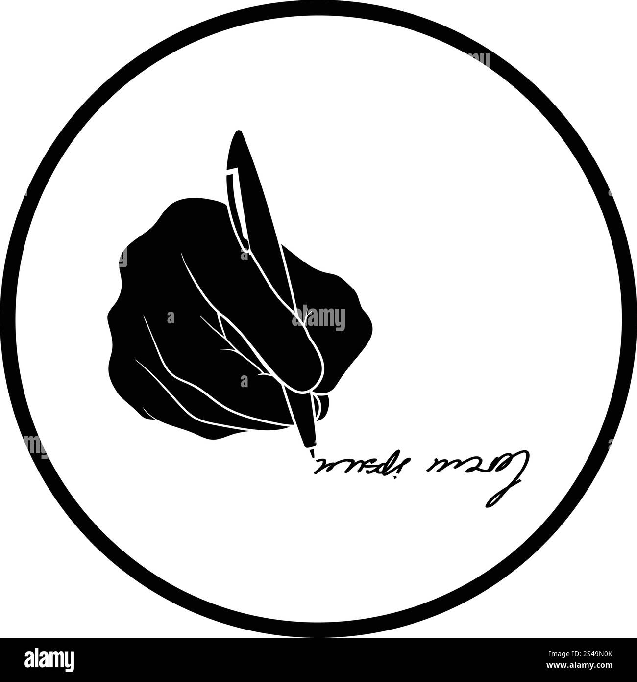 Signing hand icon. Thin circle design. Vector illustration Stock Vector ...