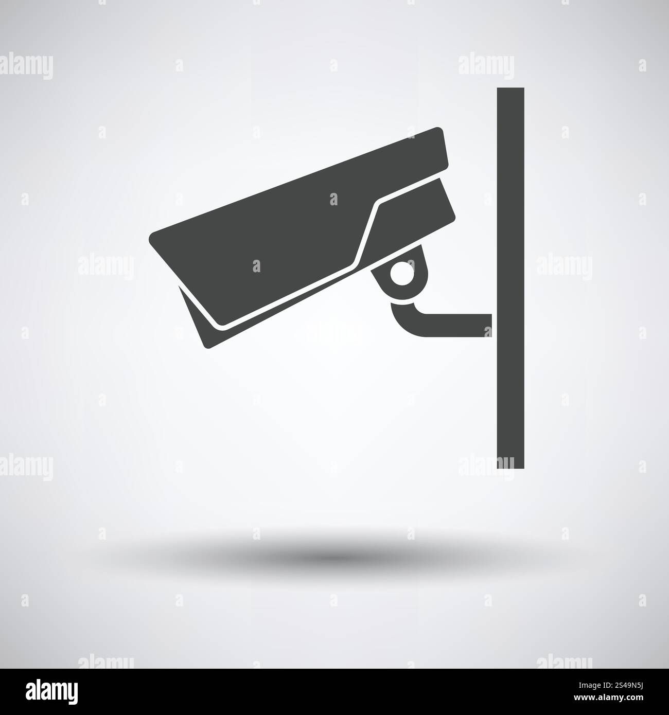 Security camera icon on gray background with round shadow. Vector ...
