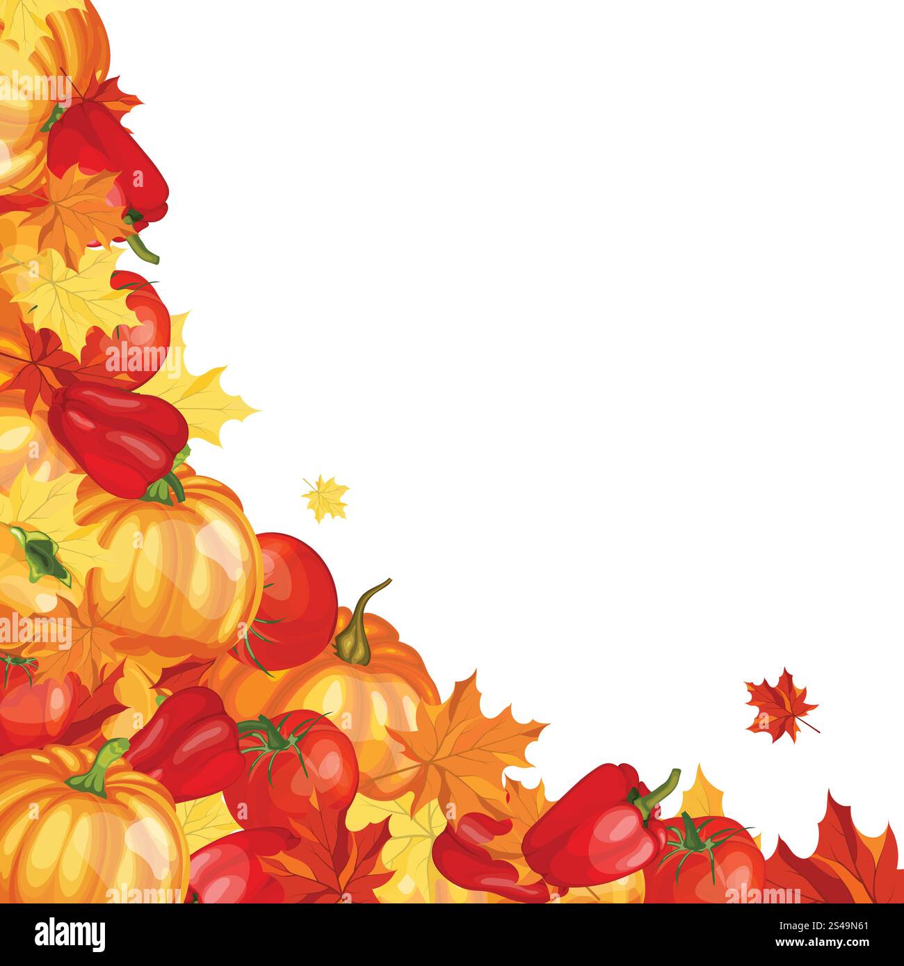 Thanksgiving Day Greeting Card With Text Space. Design Consist From Pumpkin, Pepper, Tomato ...