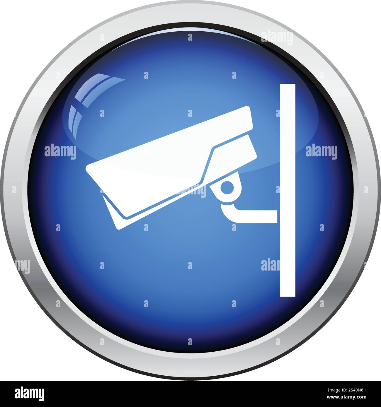 Security camera icon. Glossy button design. Vector illustration Stock ...