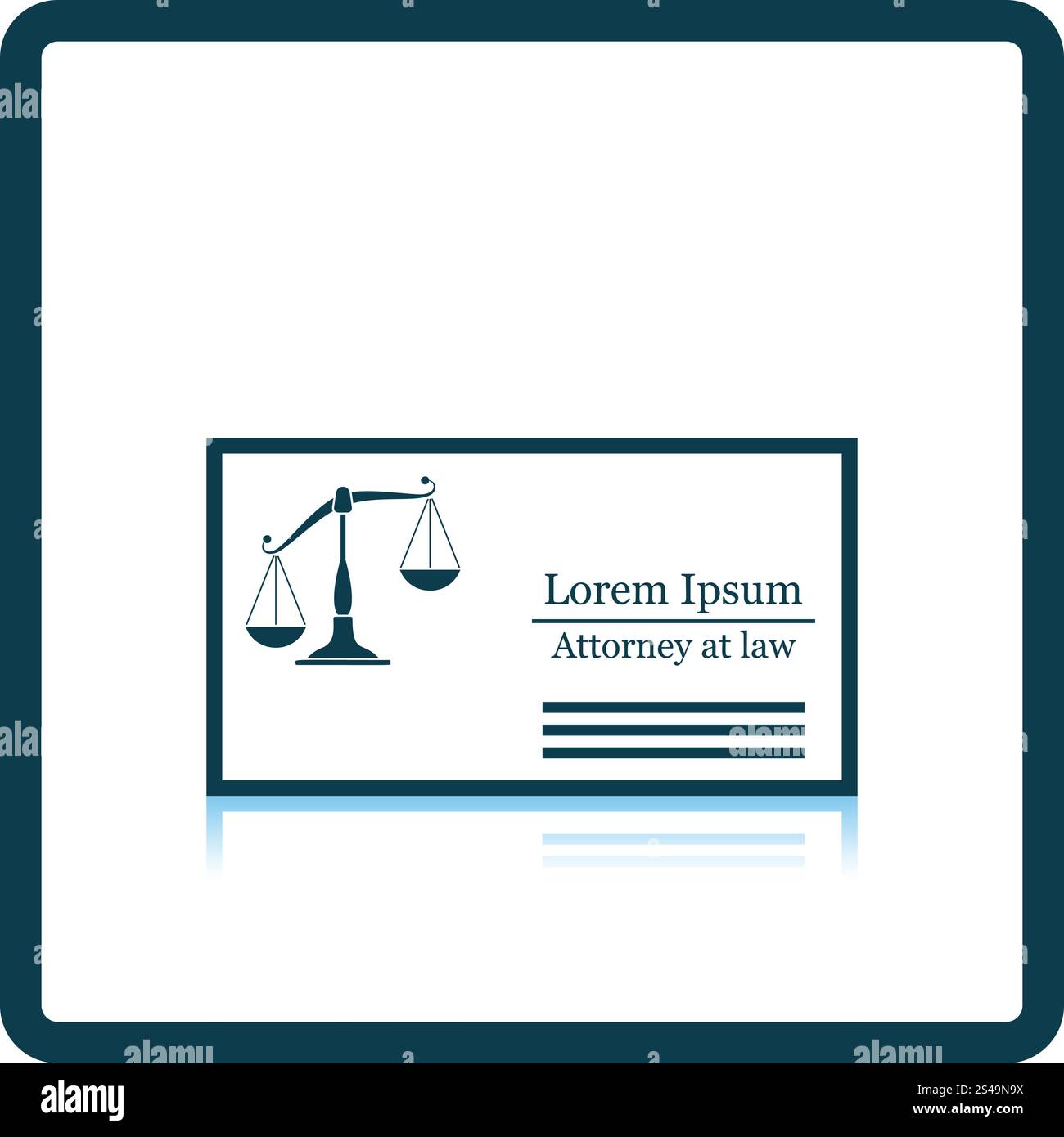 Lawyer business card icon. Shadow reflection design. Vector ...