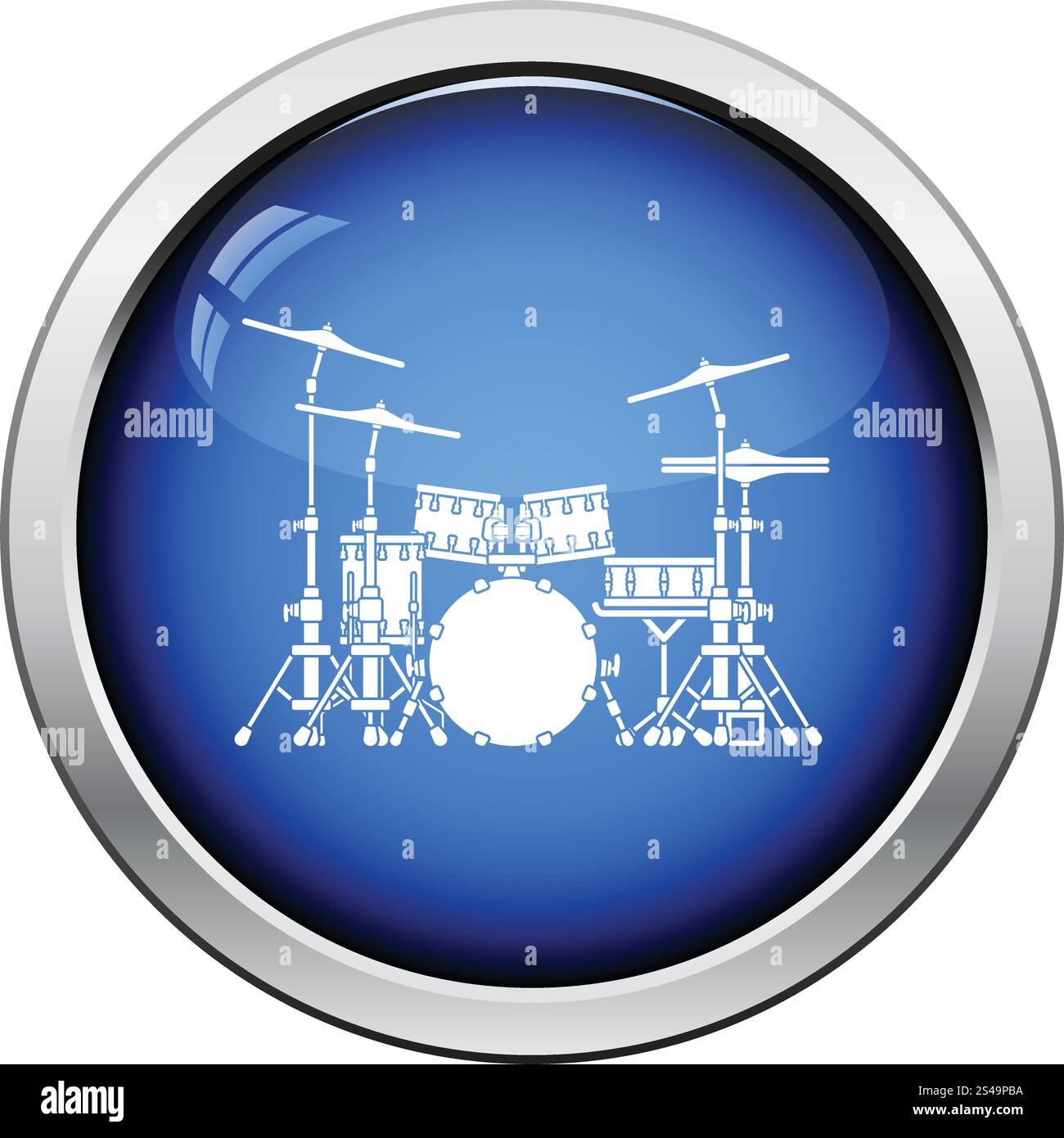 Drum set icon. Glossy button design. Vector illustration Stock Vector ...
