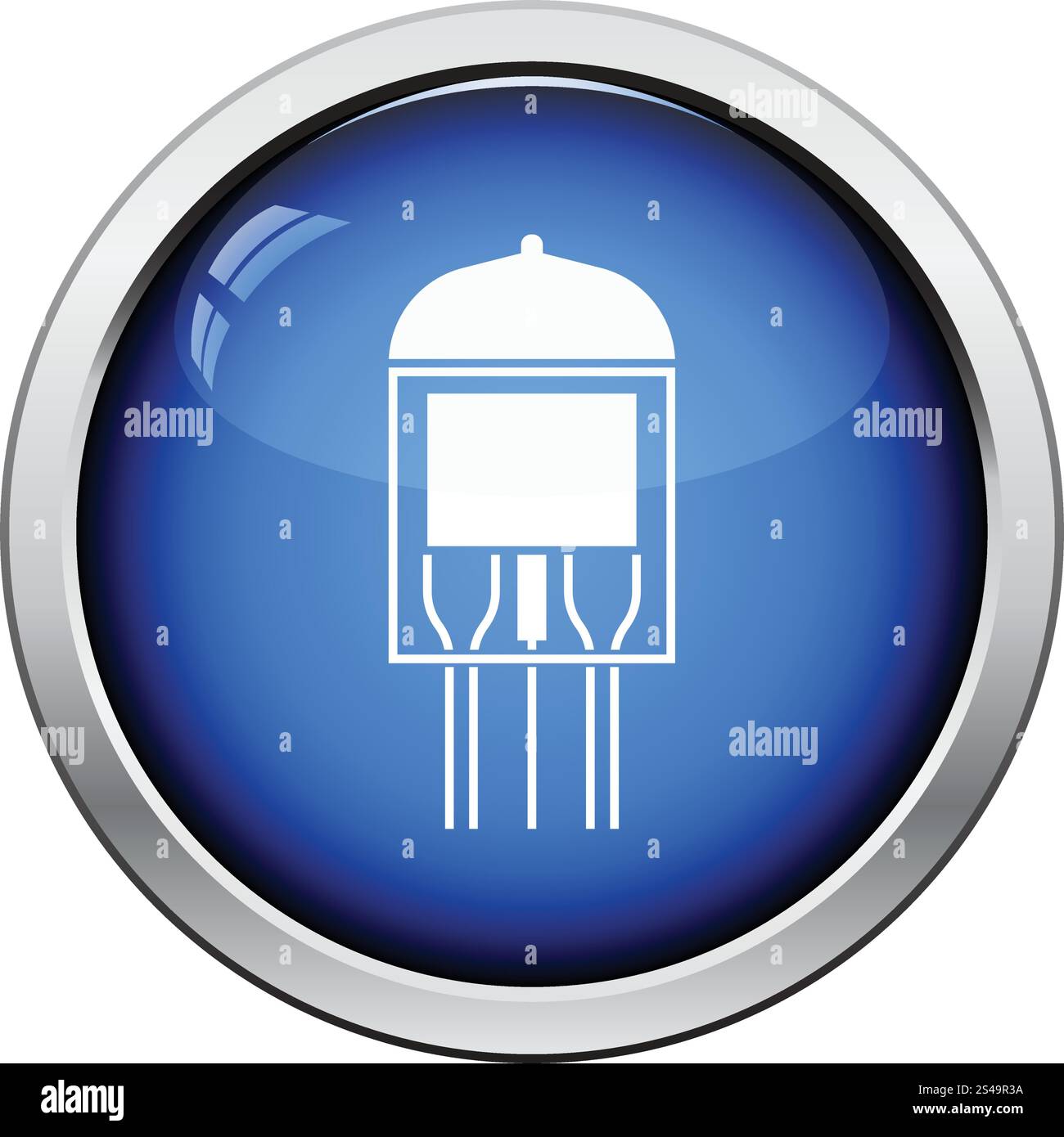 Electronic vacuum tube icon. Glossy button design. Vector illustration ...