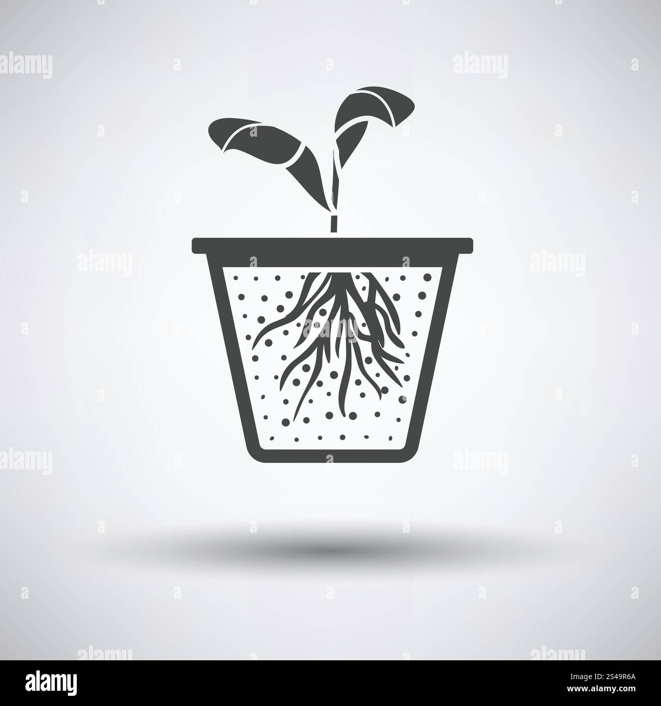 Seedling icon on gray background with round shadow. Vector illustration ...