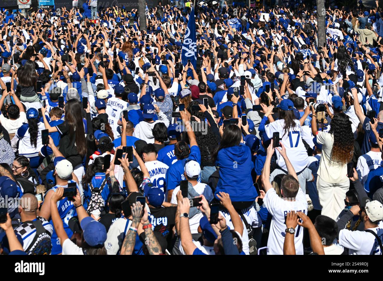 General overall view of the Los Angeles Dodgers World Series parade ...