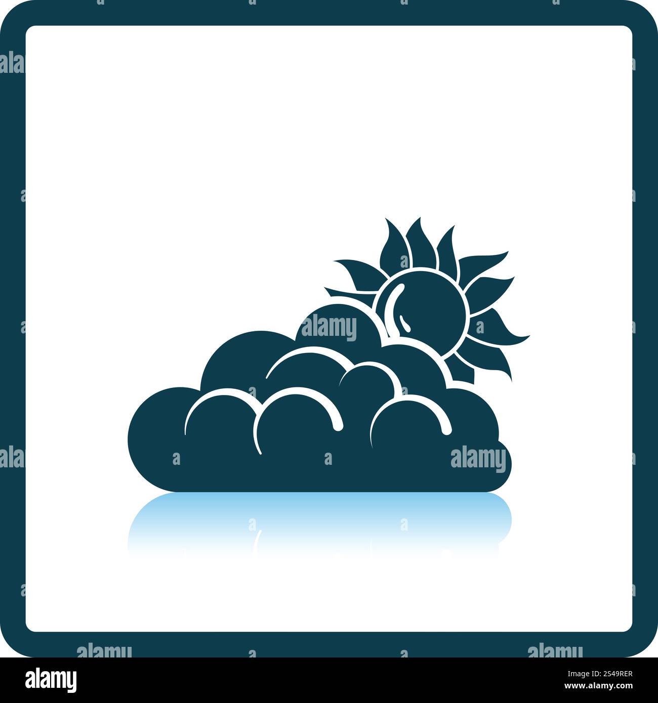 Sun behind clouds icon. Shadow reflection design. Vector illustration ...