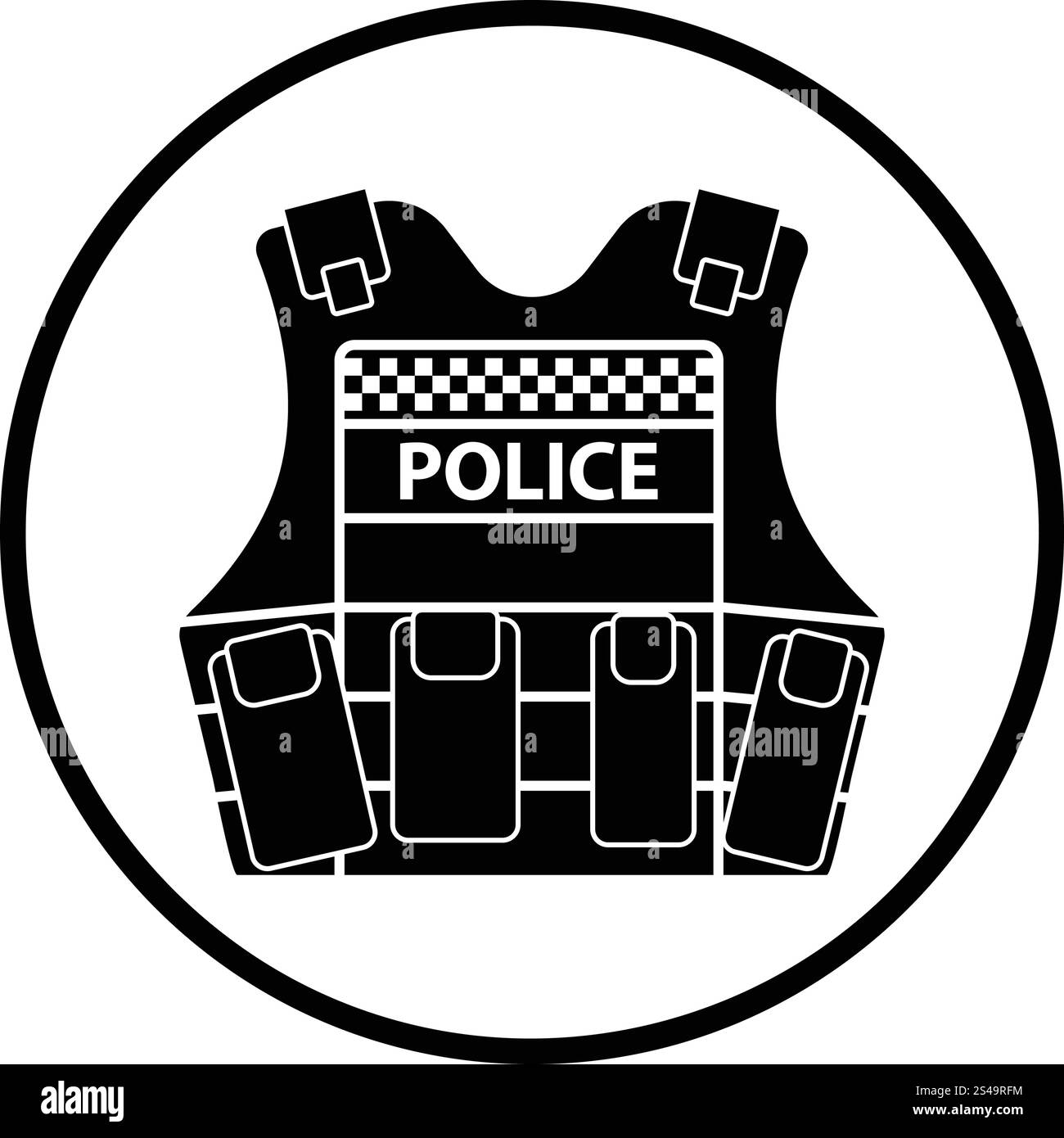 Police vest icon. Thin circle design. Vector illustration Stock Vector ...