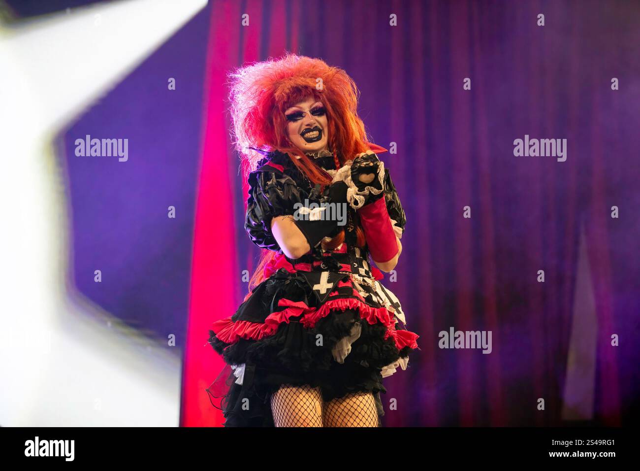 London, England, 10th January, 2025. Drag queens performing on the main ...