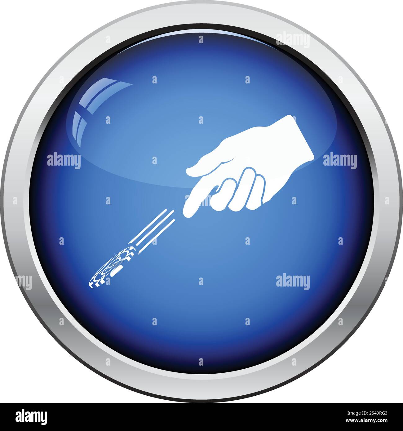Hand throwing gamble chips icon. Glossy button design. Vector ...