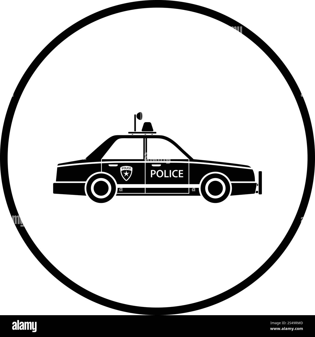 Police car icon. Thin circle design. Vector illustration Stock Vector ...