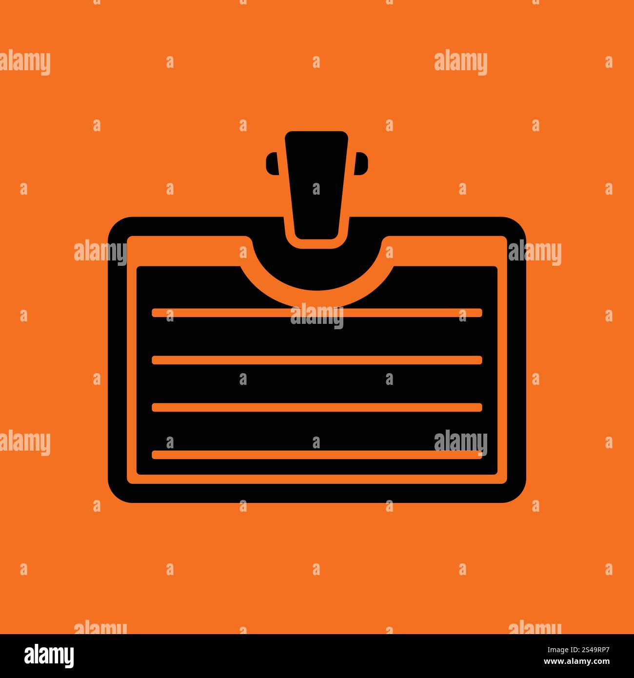 Badge with clip icon. Orange background with black. Vector illustration ...