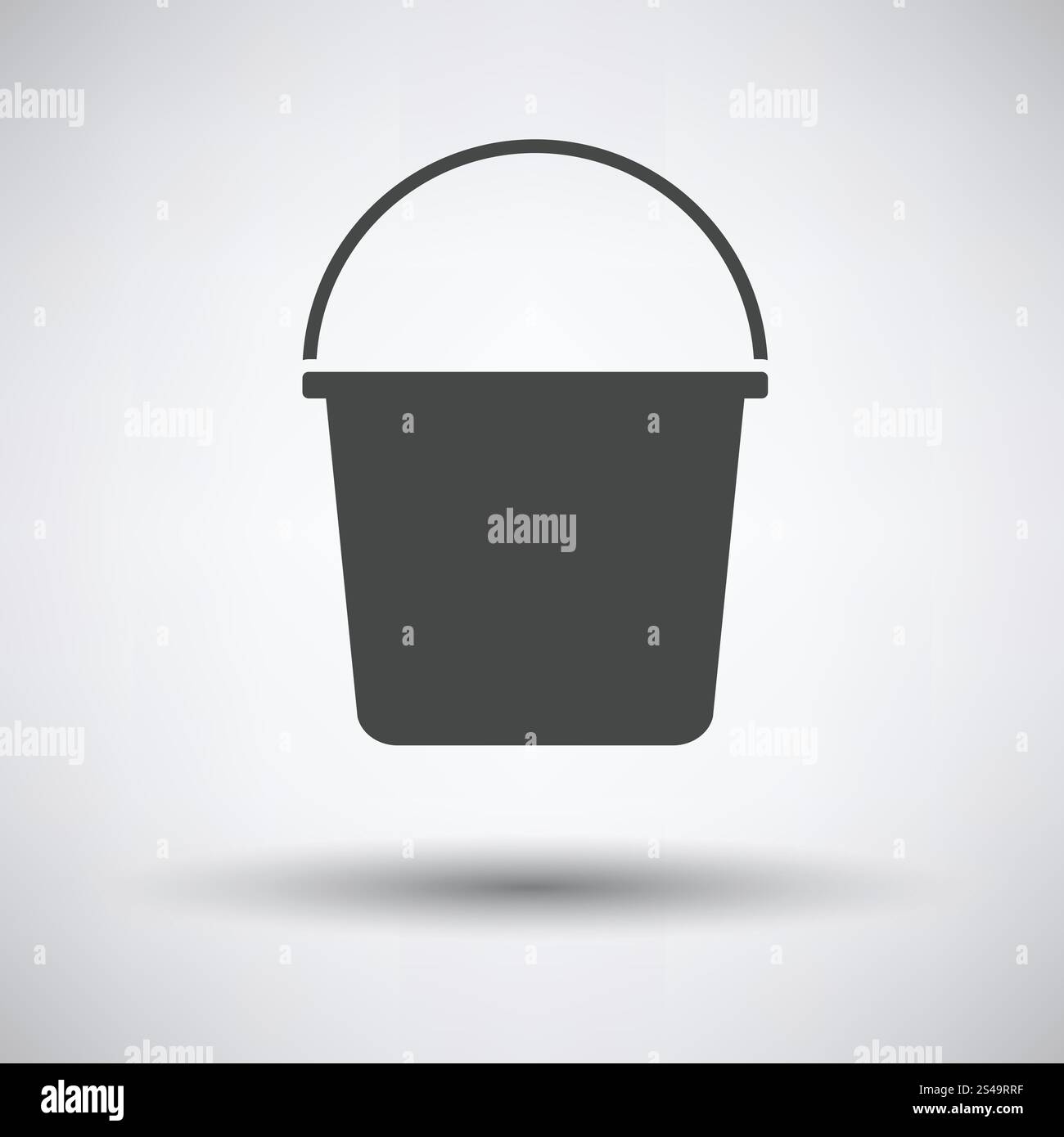 Bucket icon on gray background with round shadow. Vector illustration ...