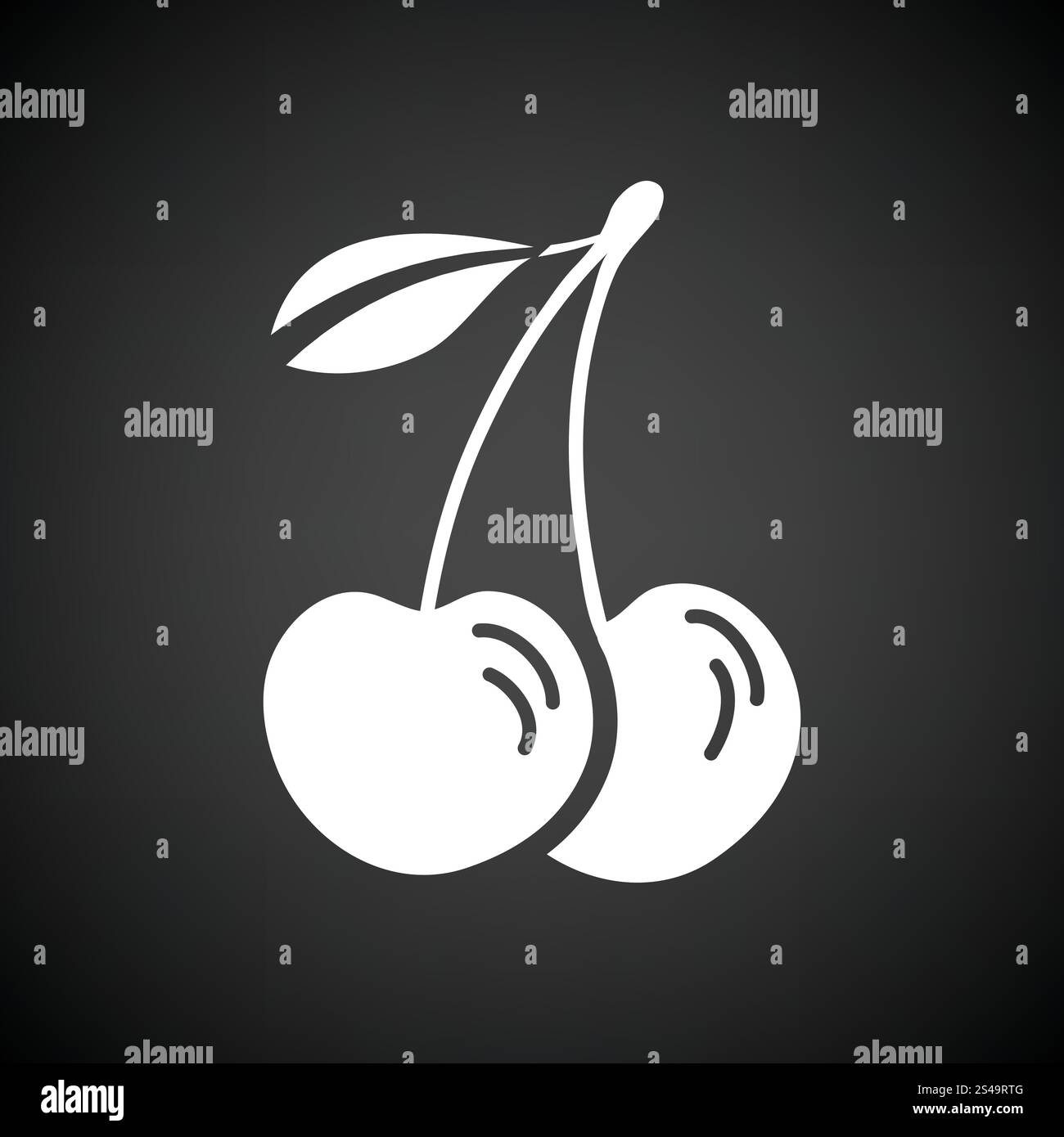 Cherry icon. Black background with white. Vector illustration Stock ...