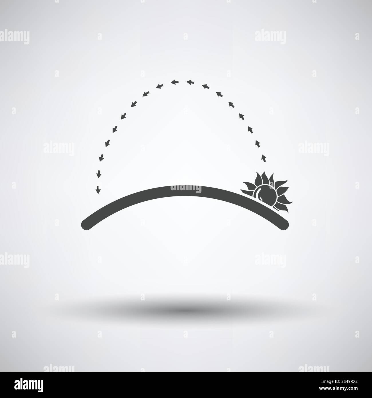 Sunrise icon on gray background with round shadow. Vector illustration ...