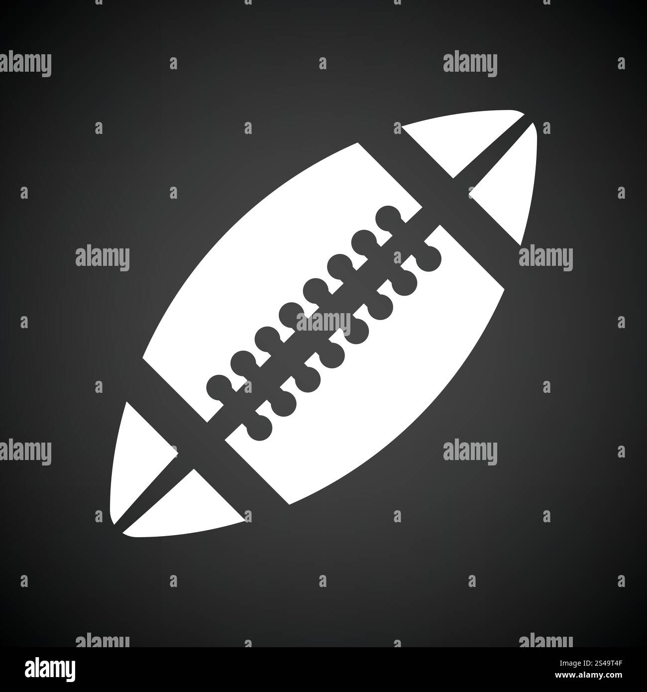 American football icon. Black background with white. Vector ...