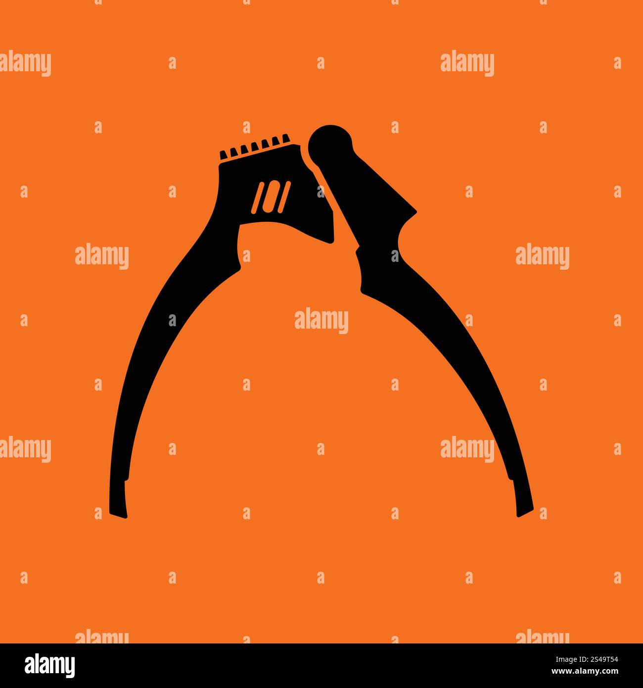 Garlic press icon. Orange background with black. Vector illustration ...