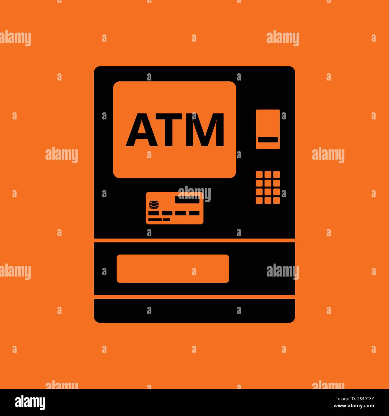 ATM icon. Orange background with black. Vector illustration Stock ...