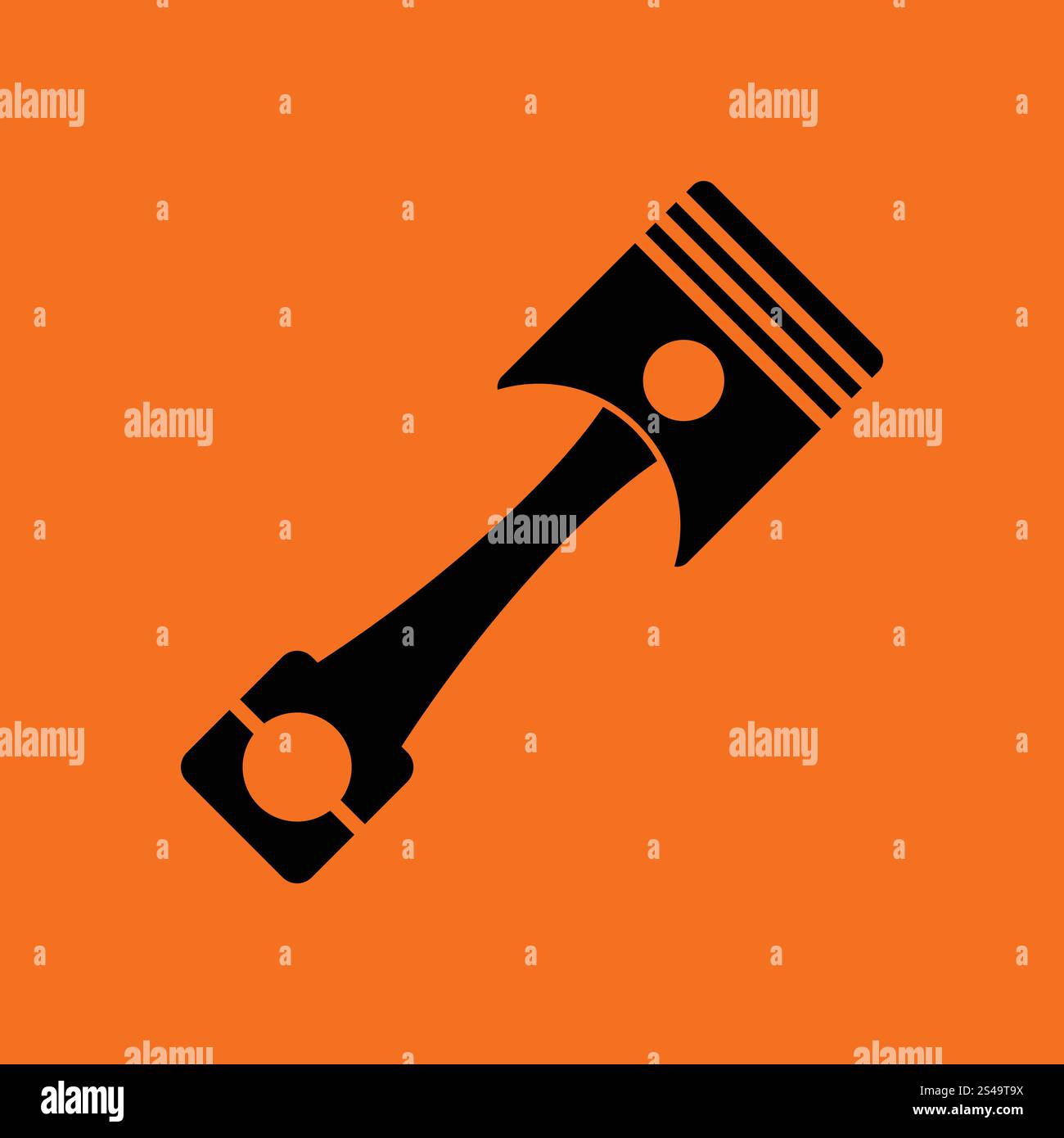 Car motor piston icon. Orange background with black. Vector ...