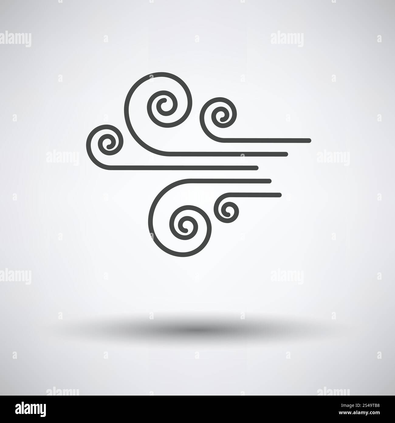 Wind icon on gray background with round shadow. Vector illustration ...